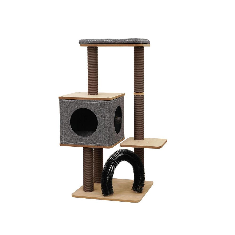 Petpals Minimalistic Wooden Cat Tree - 42"h, 4 Level, Medium, Elevate