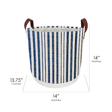 Neatly Striped Woven Fabric Basket