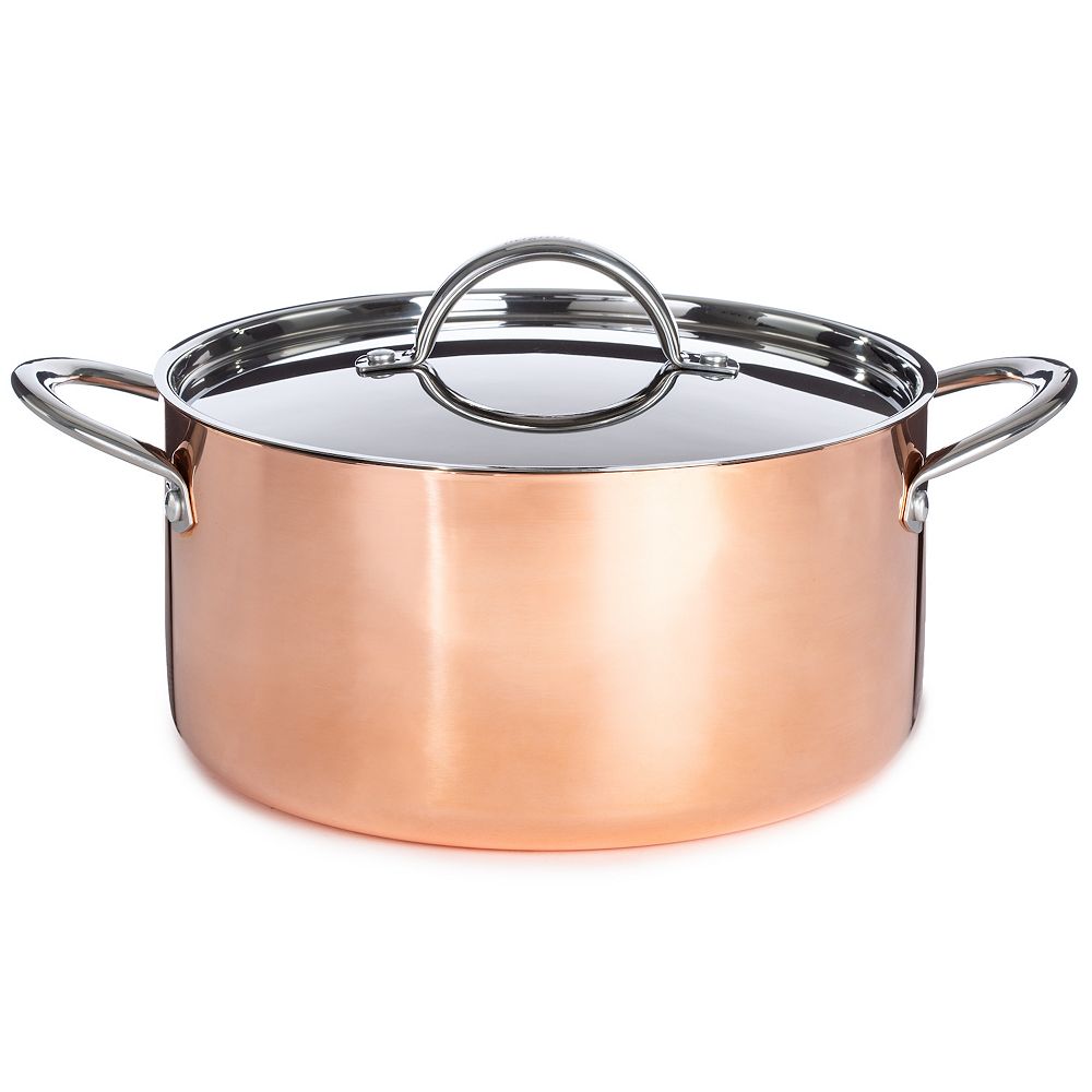 BergHOFF Vintage Tri-Ply Copper 9.5" 5.75qt. Polished Stockpot with Lid