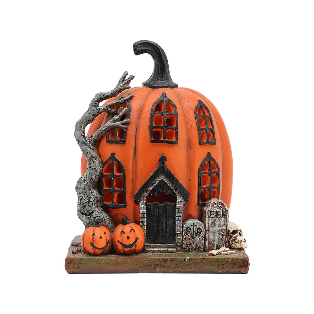 Parisloft Polyresin Pumpkin House Decor with LED lights, Halloweeen ...