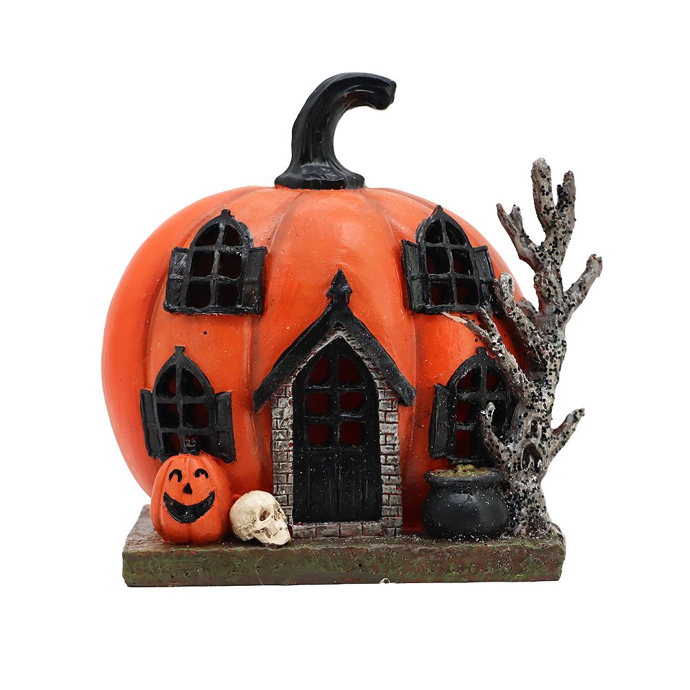 Parisloft Polyresin Pumpkin House Decor with LED lights, Halloweeen ...