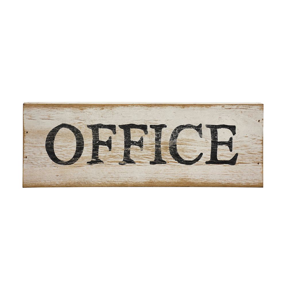 Parisloft Farmhouse Whitewashed Office Wood Wall Sign, 13 x 1 x 4.5 Inches