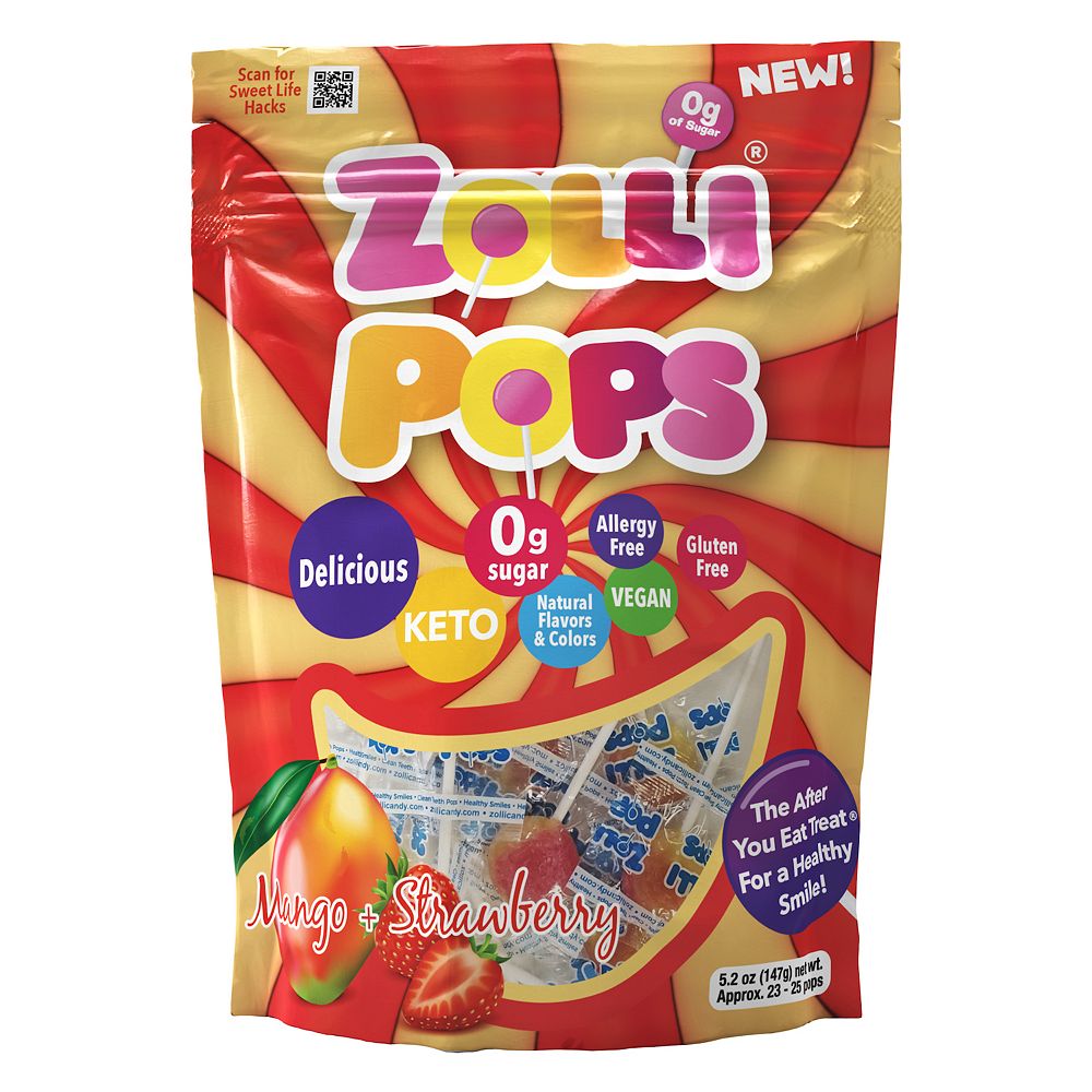 Zolli Candy Zollipops Sugar-Free Mango & Strawberry Lollipops - 5.2 oz.