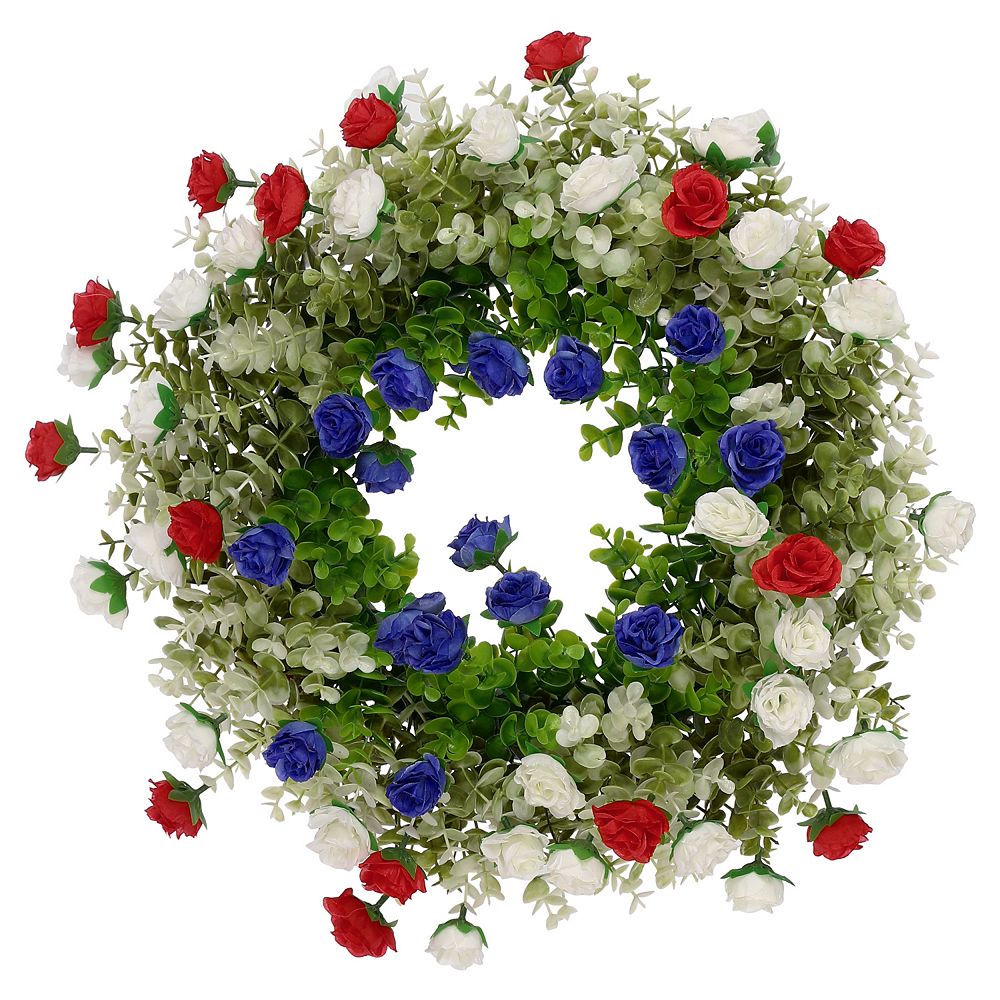 Colorful Flower Wreaths, Forth of July for Front Door Wall 18 Inches