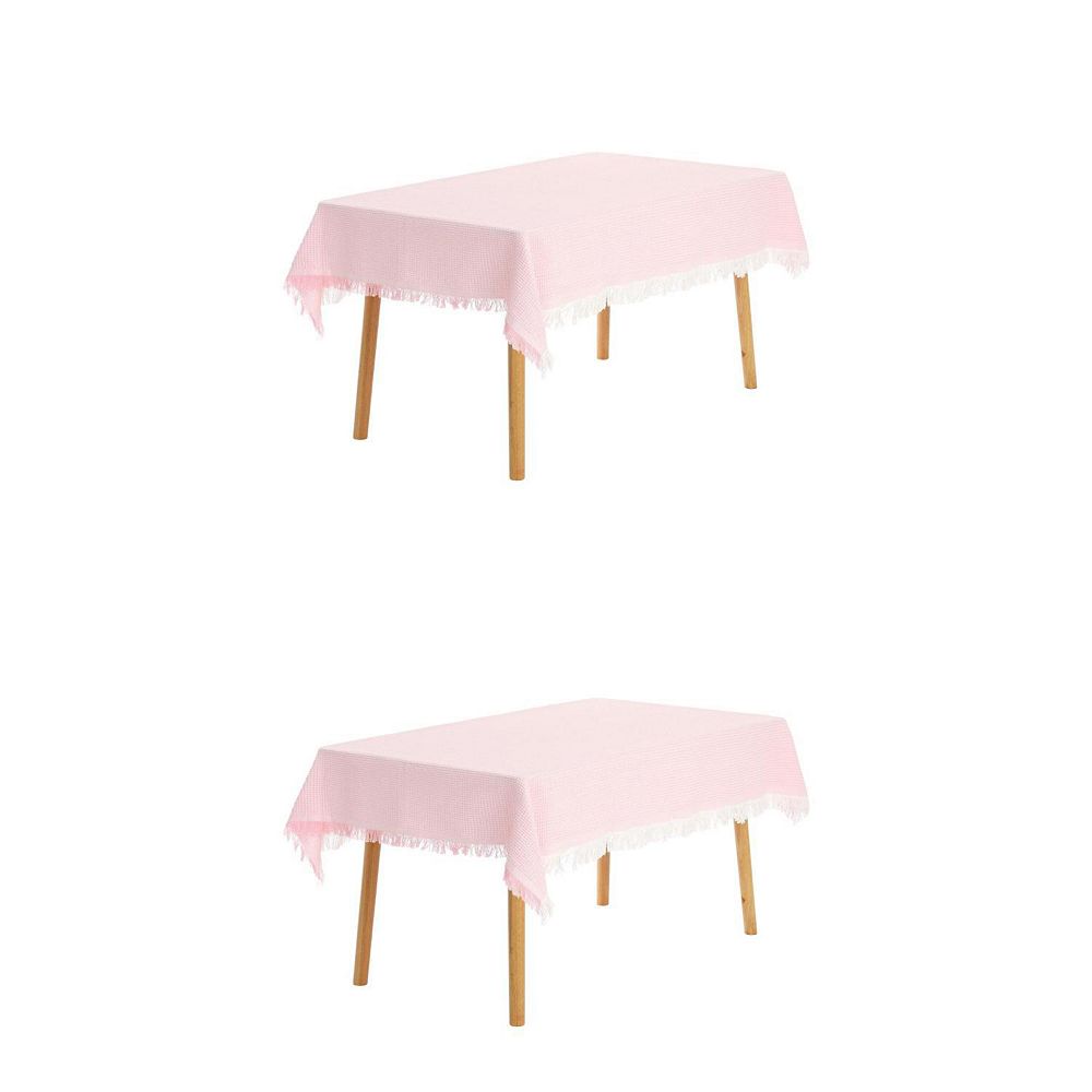 2 Pack Rectangle Tablecloth, Cotton Linen Table Cover With Tassel For ...