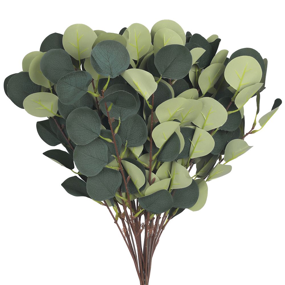 30 Pack Artificial Green Leaves, Faux Bulk Greenery Stems Plants, Fake ...