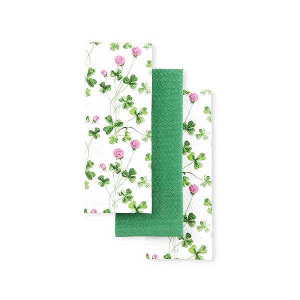 Martha Stewart 3-Pack St. Patrick's Day Clover Meadow Kitchen Towel Set