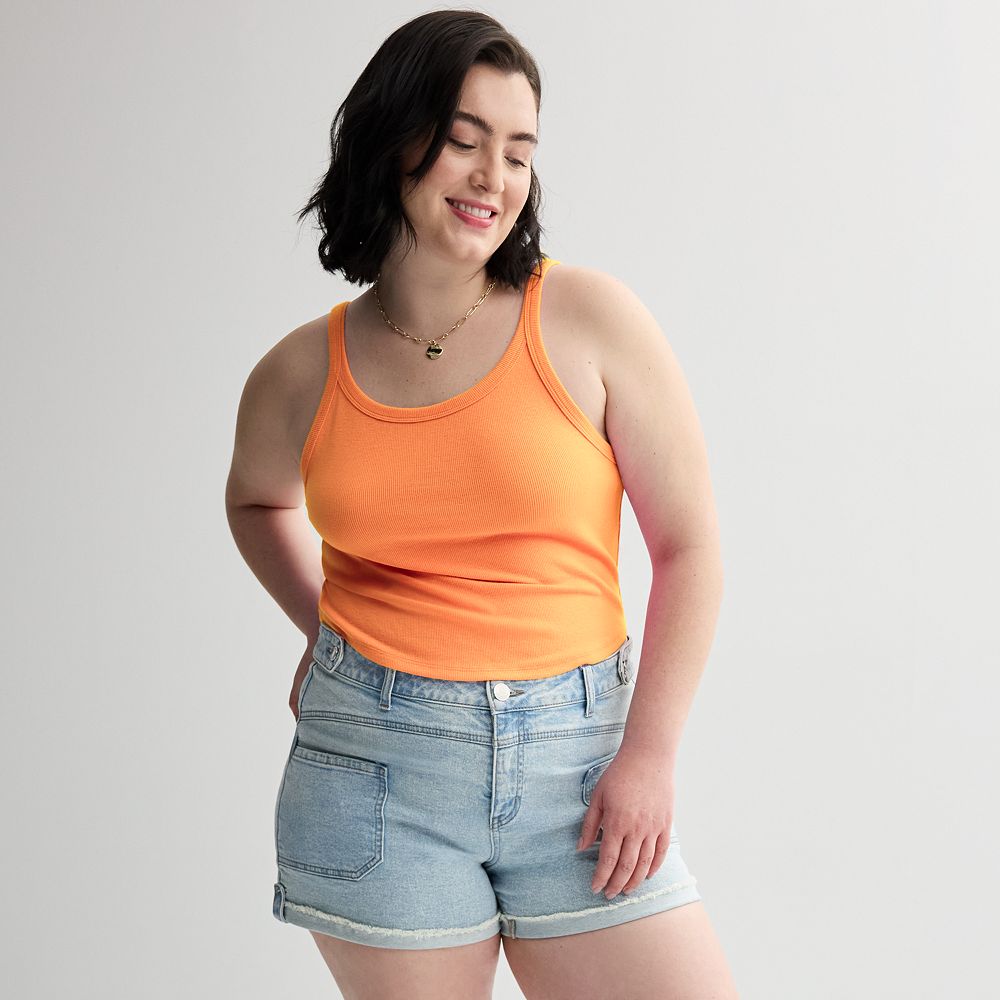 Juniors' Plus Size SO® Scoop Neck Ribbed Tank Top