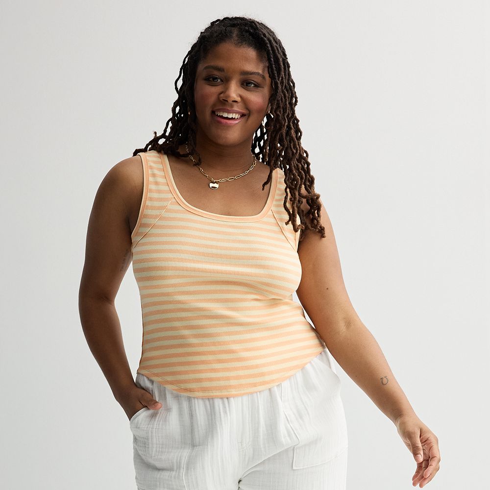 Juniors' Plus Size SO® Seamed Rib Tank Top