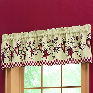 Collections Etc Primitive Country Heart Checkered Window Valance