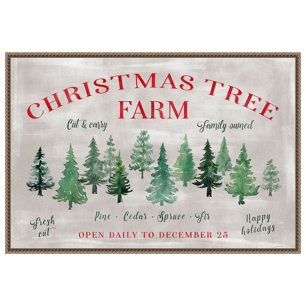 Christmas Tree Farm Sign By Rosana Laiz Blursbyai Framed Canvas Wall ...