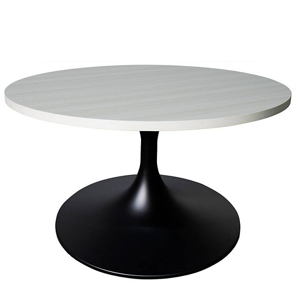 27" Round Coffee Table with MDF Top and Stainless Steel Base Verve Series