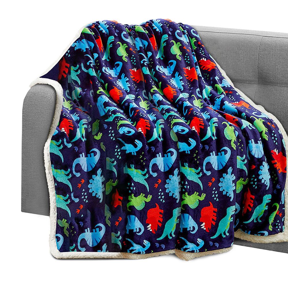 Elegant Comfort Printed Sherpa Back Throw 50x60 Sherpa Throw