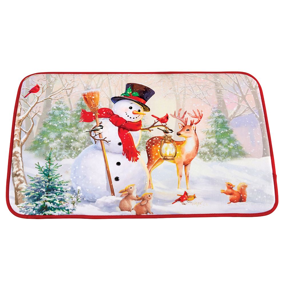Collections Etc Winter Snowman and Friends Forest Scene Cushioned Bath ...