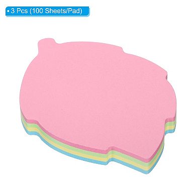 Leaf Shape Sticky Notes, 3 Pads Memo Pads Bright Colorful 100 Sheets ...