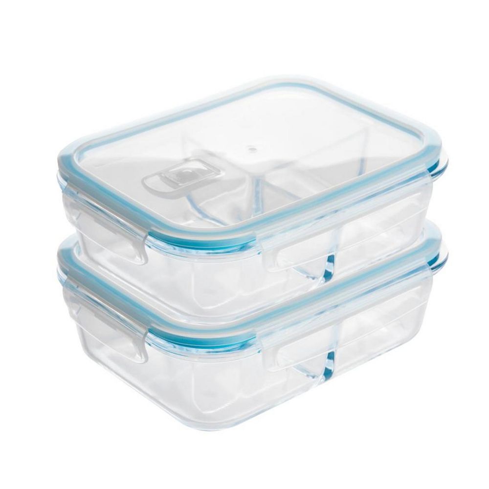 Lexi Home 3-compartment 51 Oz. Glass Food Storage Container Set