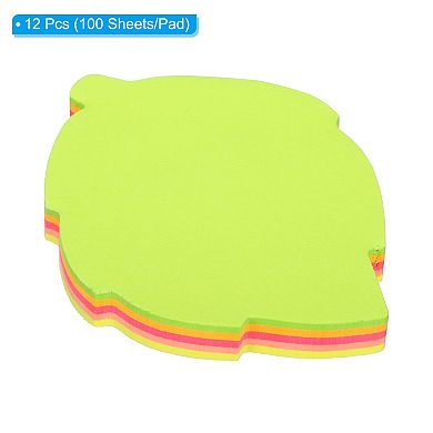 Leaf Shape Sticky Notes, 12 Pads Memo Pads Bright Colorful 100 Sheets ...