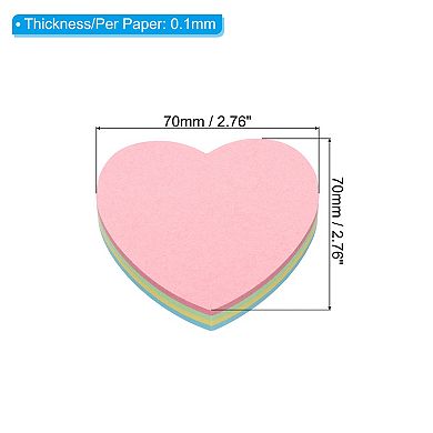 Heart Shape Sticky Notes, 6 Pads Cute Self-stick Memo Pads Bright ...