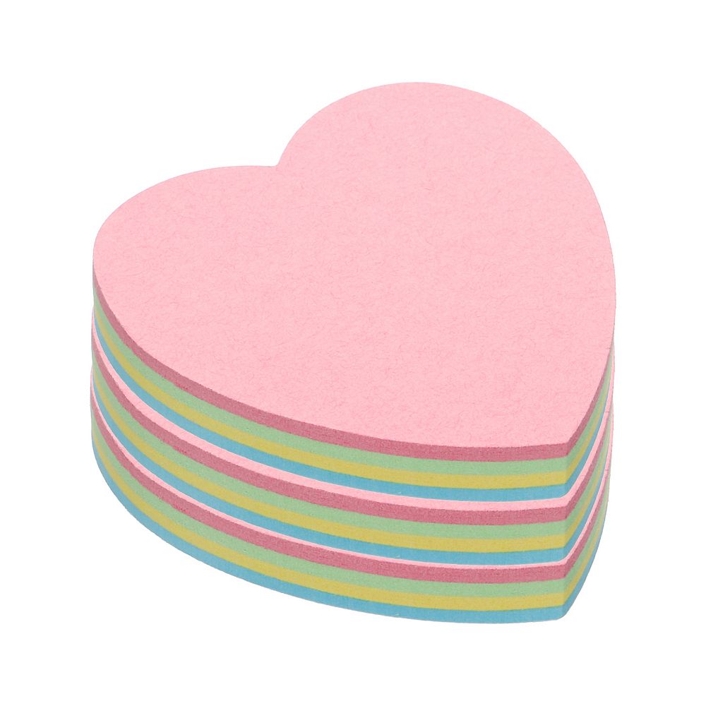 Heart Shape Sticky Notes, 3 Pads Self-stick Memo Pads Bright Colorful ...
