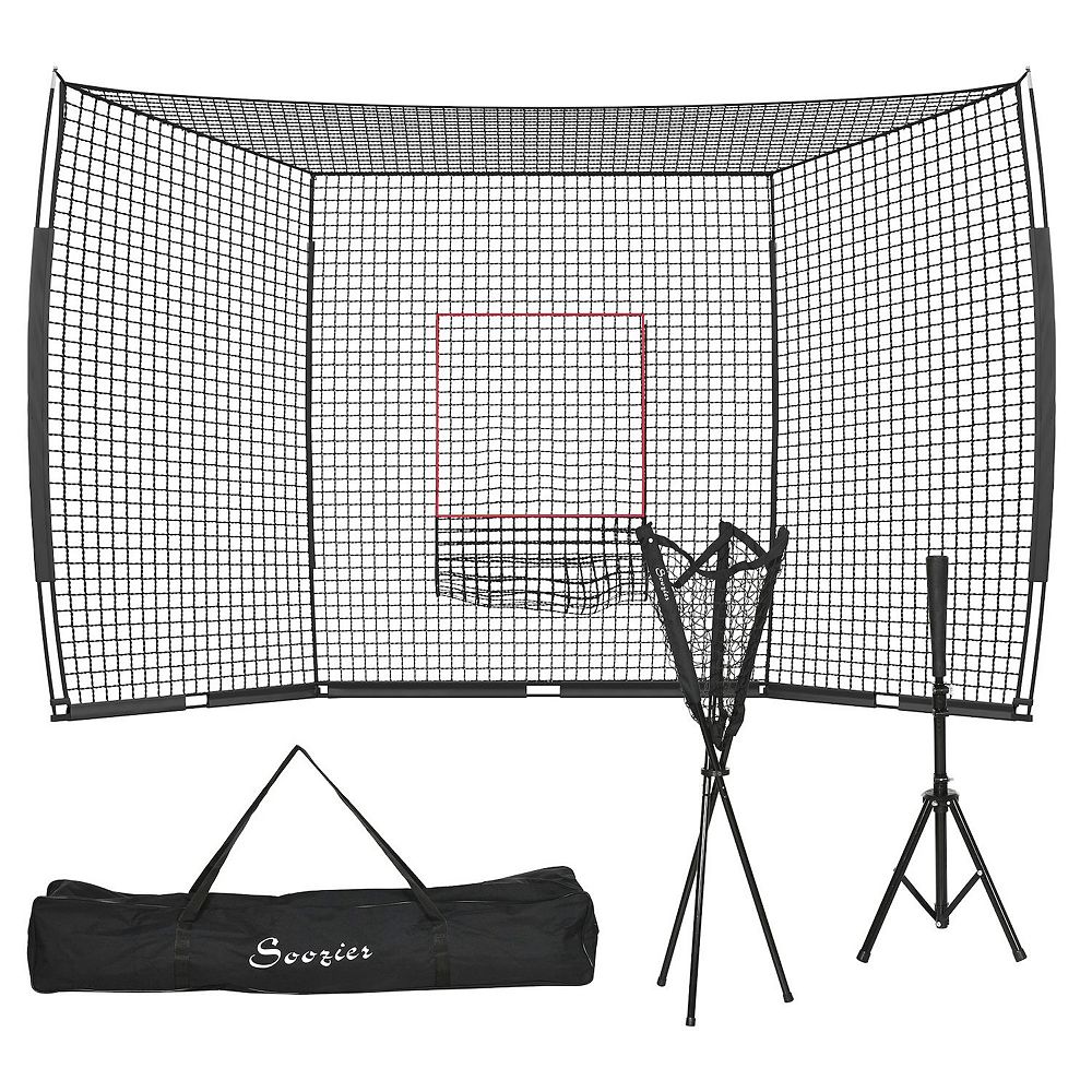 Soozier Extra Large Softball Baseball Net Hitting Pitching Net, Tee, Caddy