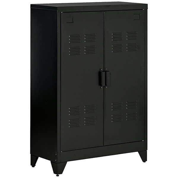 2-tier Steel Storage Cabinet W/ 2 Adjustable Shelves For Office Garage ...