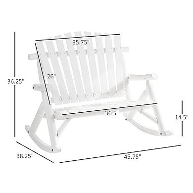 Outsunny 2-Person Wood Rocking Chair, Adirondack Rocker,