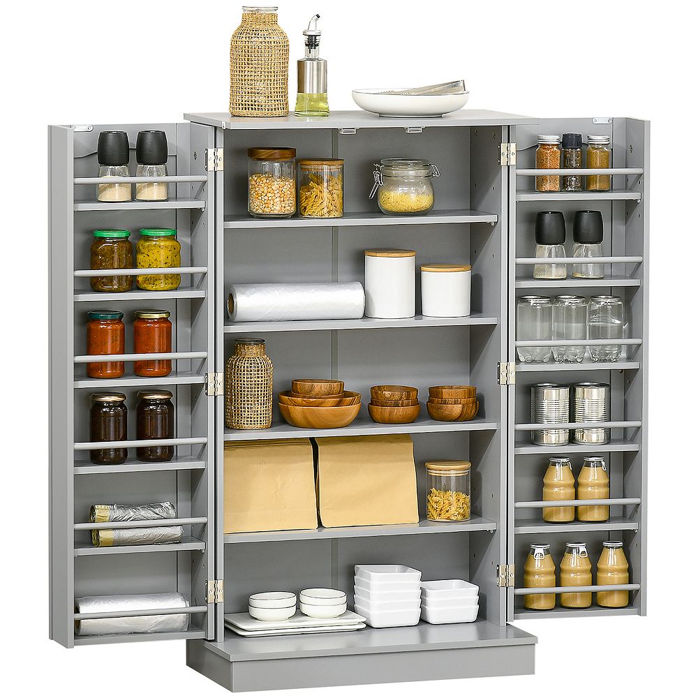 Homcom Kitchen Pantry Storage Cabinet W/ 5-tier Shelving, 12 Spice Racks