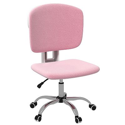 Vinsetto Fluffy Home Office Chair With Adjustable Height Armless Pink