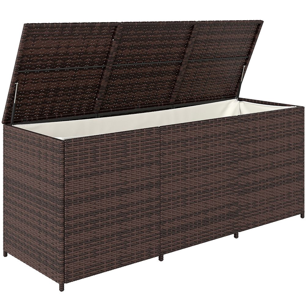 Outsunny Outdoor Storage Box w/ Pneumatic Lift & Liner, Mixed