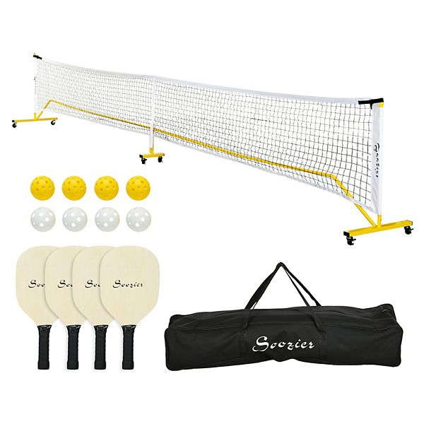 Pickleball Set With Net, Court Markers And Wheels, 22 Ft Regulation Size