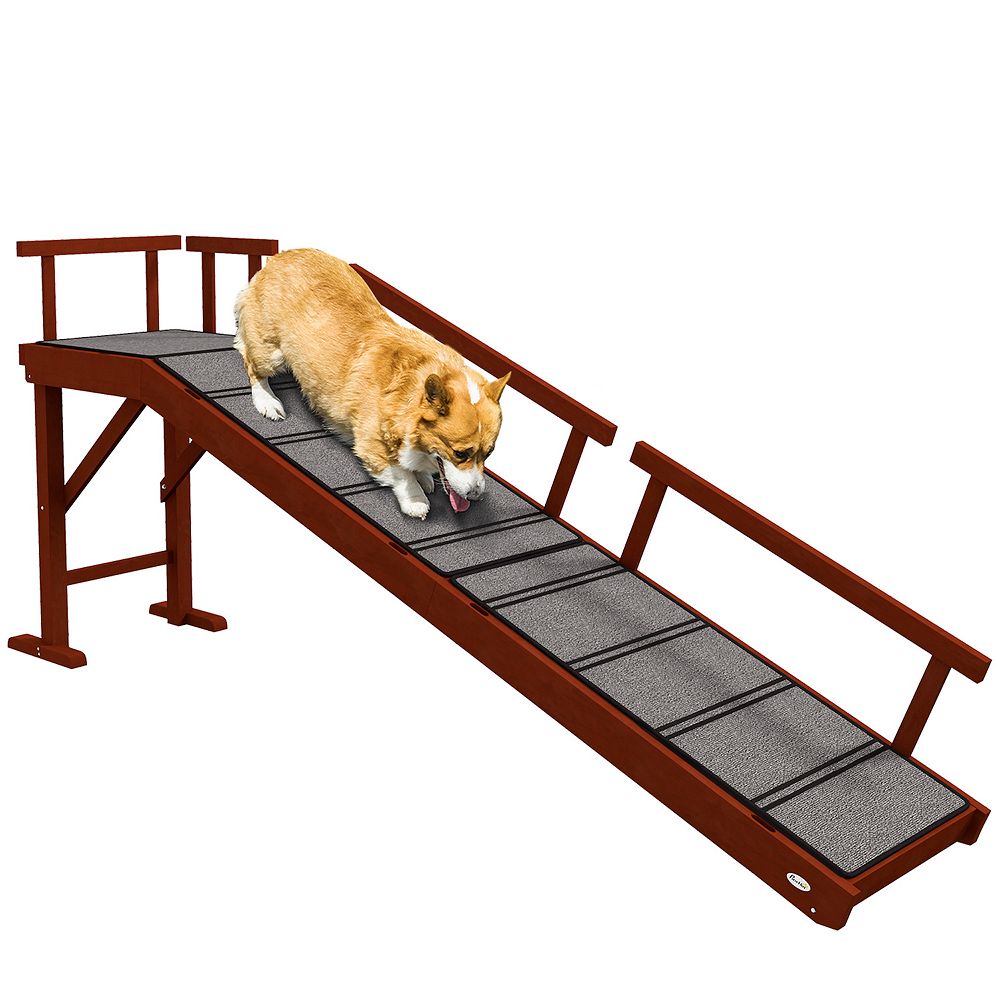 Pawhut Wooden Dog Ramp With Removable Guardrails, Non-slip, 73"