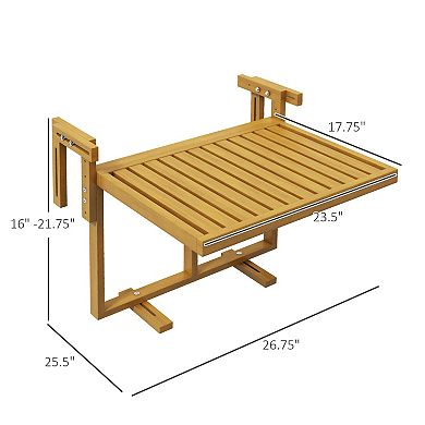 Outsunny Railing Table W/ Adjustable Height, Outdoor Hanging Table