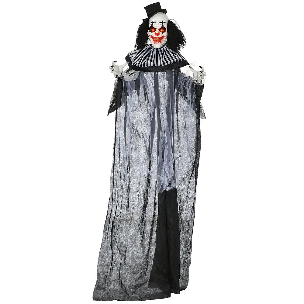 Homcom Classic Black And White Striped Clown Outdoor Halloween Decoration