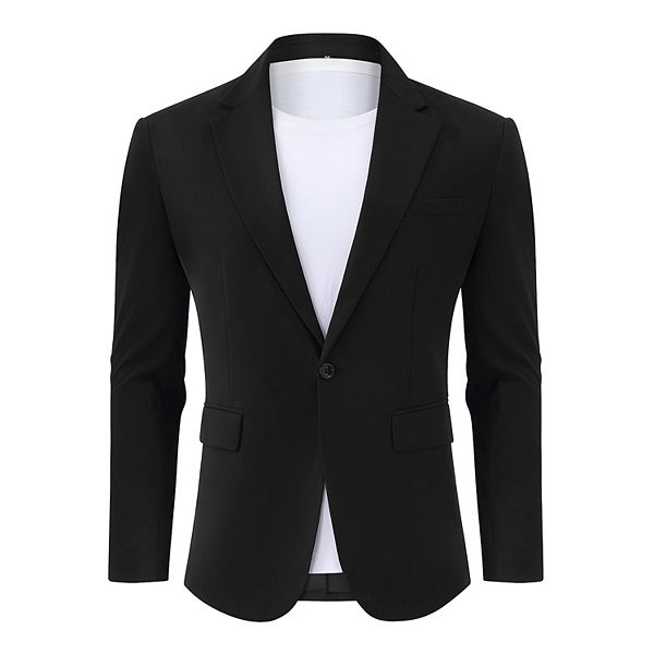 Men's Casual Blazer Jacket One Button Sport Coat Lightweight Slim Fit Suit