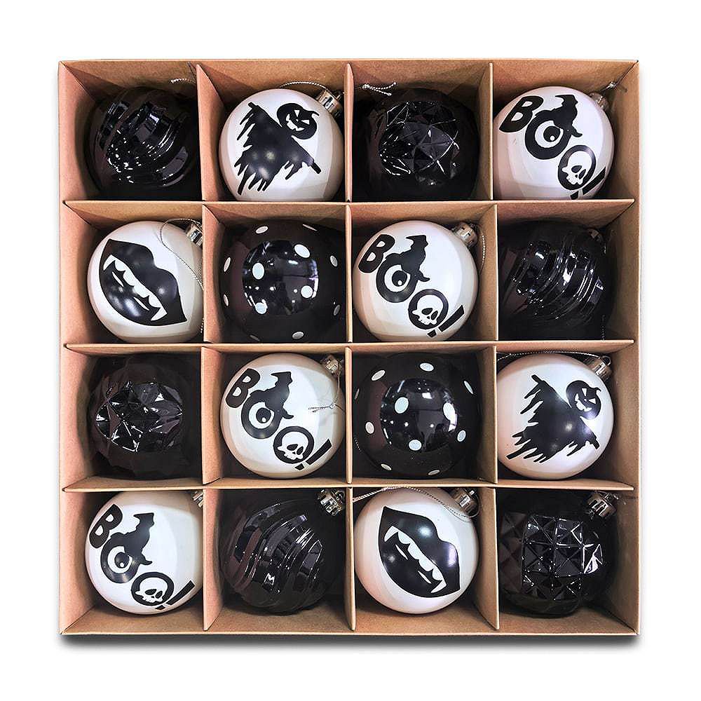 Creepy Boo Assorted 16 Piece Black and White Ornament Bundle ...