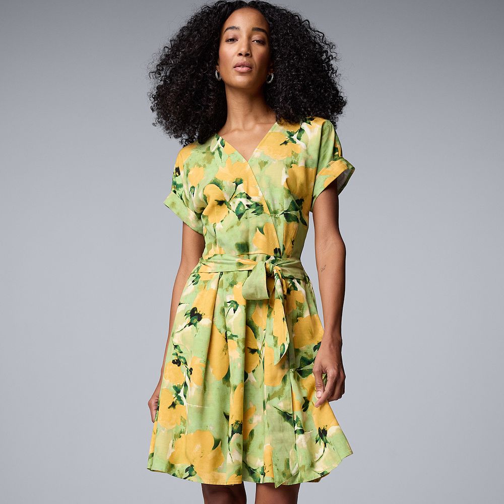 Petite Simply Vera Vera Wang Wrap Tie-Front Dress