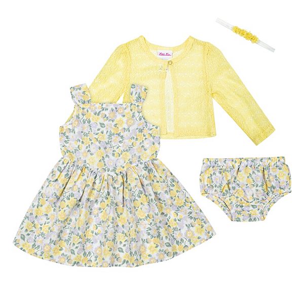 Baby & Toddler Girl Little Lass 3-pc. Dress, Cardigan & Headband Set