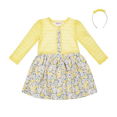 Baby & Toddler Girl Little Lass 3-pc. Dress, Cardigan & Headband Set