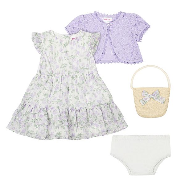 Baby & Toddler Girl Little Lass 4-pc. Dress, Cardigan & Accessory Set