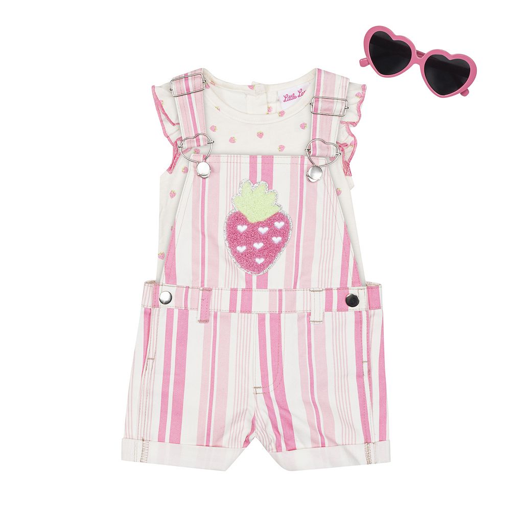 Baby & Toddler Girls Little Lass 3-pc Strawberry Shortall, Tee ...
