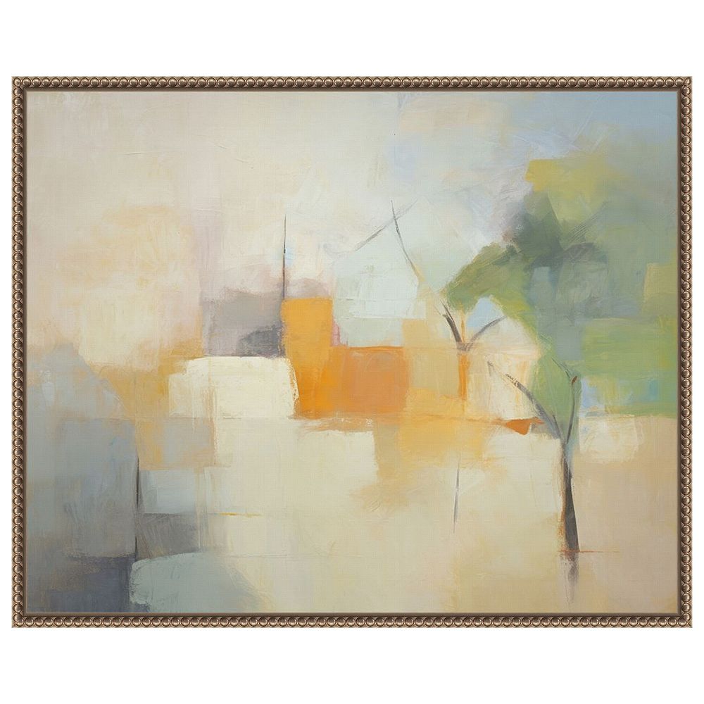Green and Orange Abstract Forms II by Irena Orlov Framed Canvas Wall ...