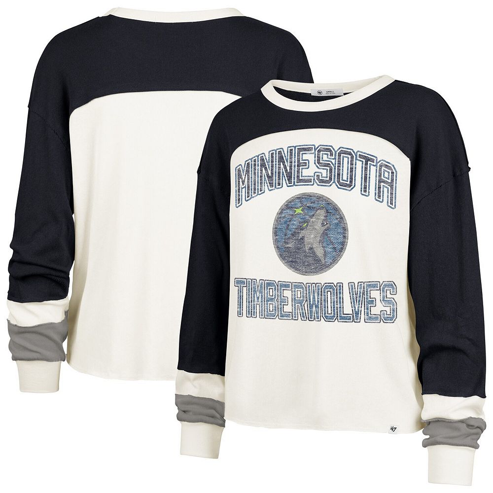 Women's '47 Cream Minnesota Timberwolves Curve Raglan Long Sleeve T-Shirt