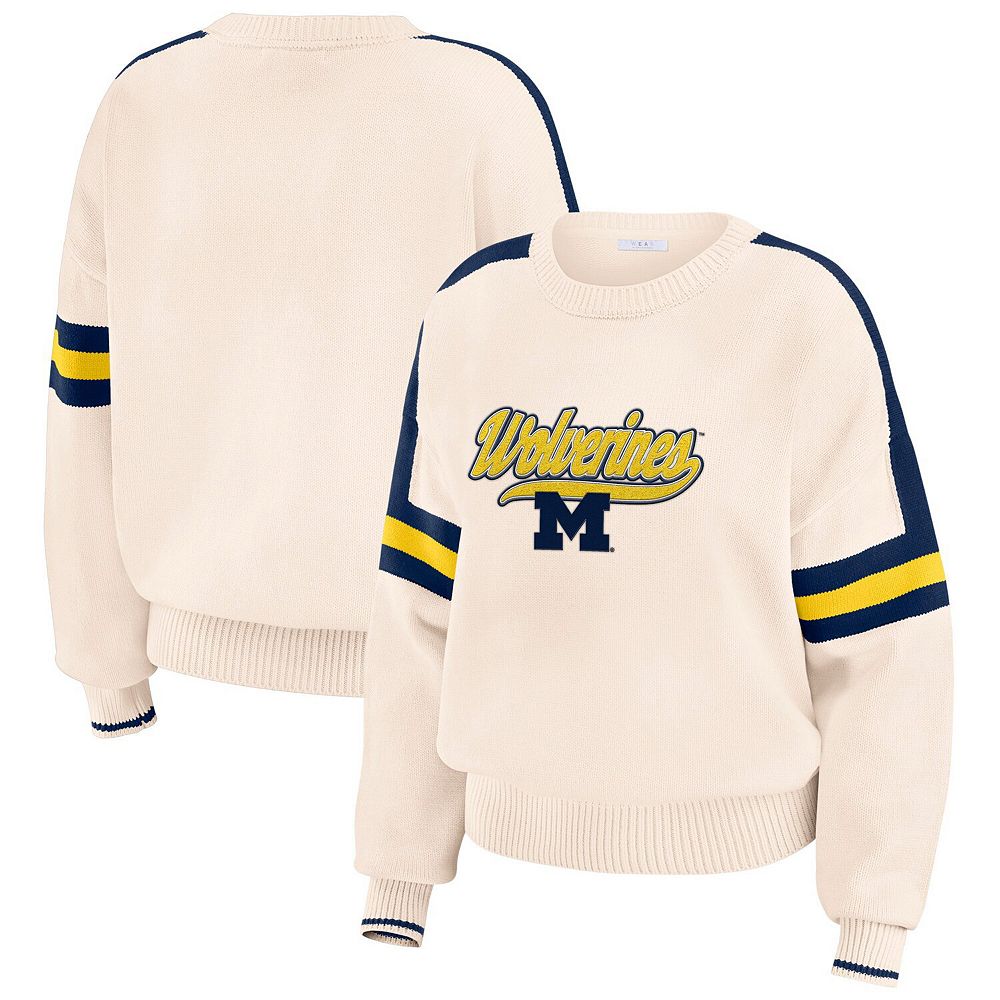 Women's WEAR by Erin Andrews Cream Michigan Wolverines Chenille Woven ...