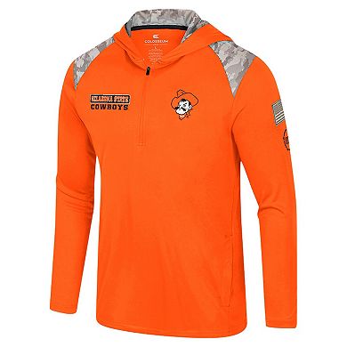 Men's Colosseum Orange Oklahoma State Cowboys OHT Military Appreciation Quarter-Zip Hoodie Jacket