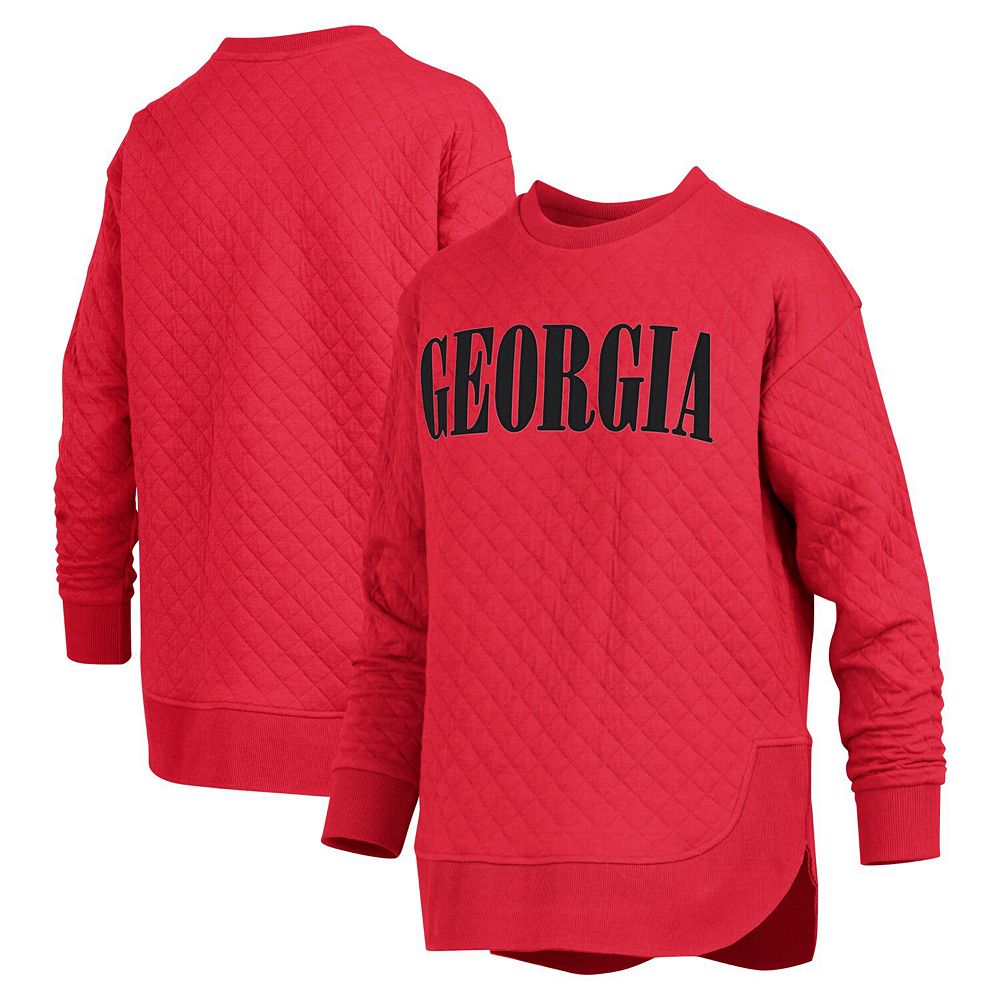 Women's Pressbox Red Georgia Bulldogs Quilted Long Sleeve Pullover ...