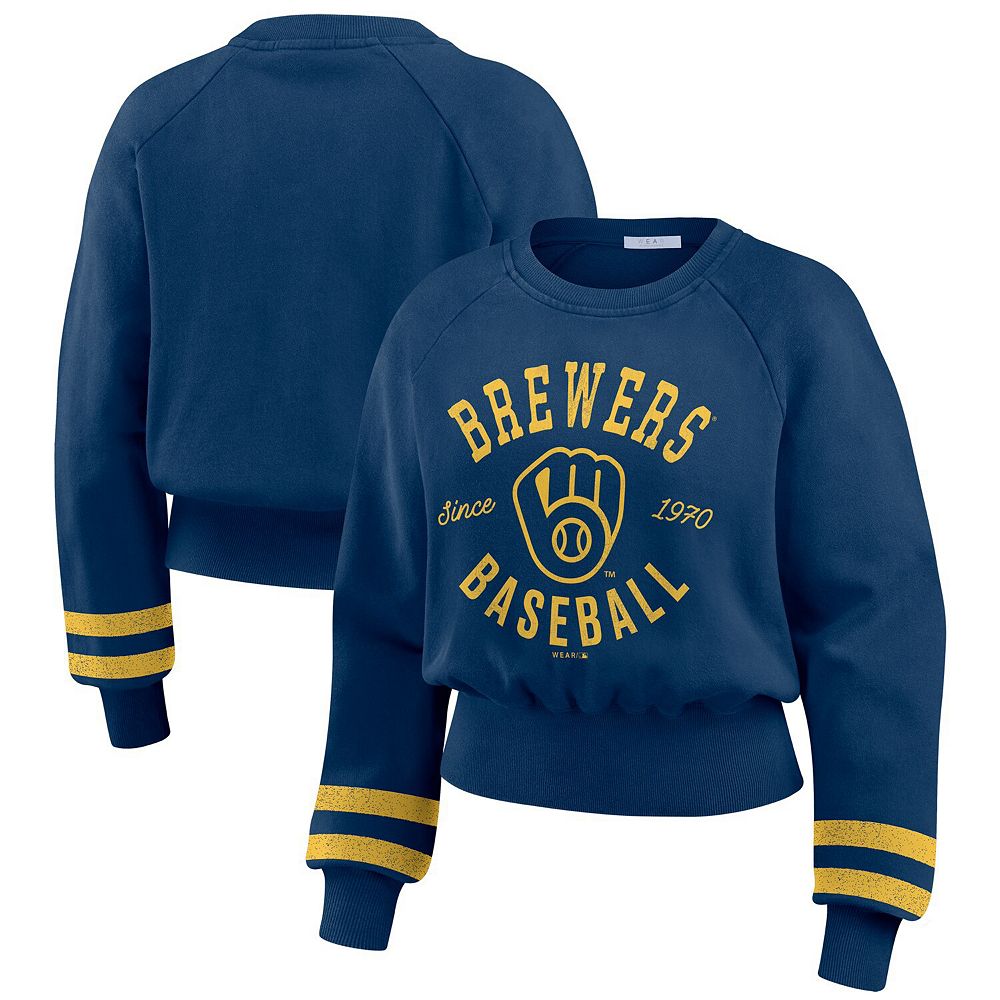 Women's WEAR by Erin Andrews Navy Milwaukee Brewers Vintage Washed ...