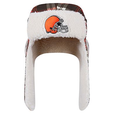 New Era Brown Cleveland Browns Sideline Plaid Sherpa Trapper Hat