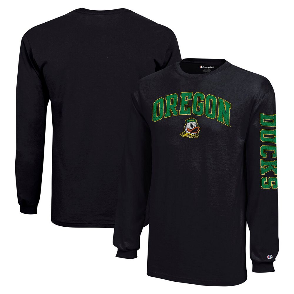Youth Champion Black Oregon Ducks Distressed Arch Over Logo Long Sleeve ...