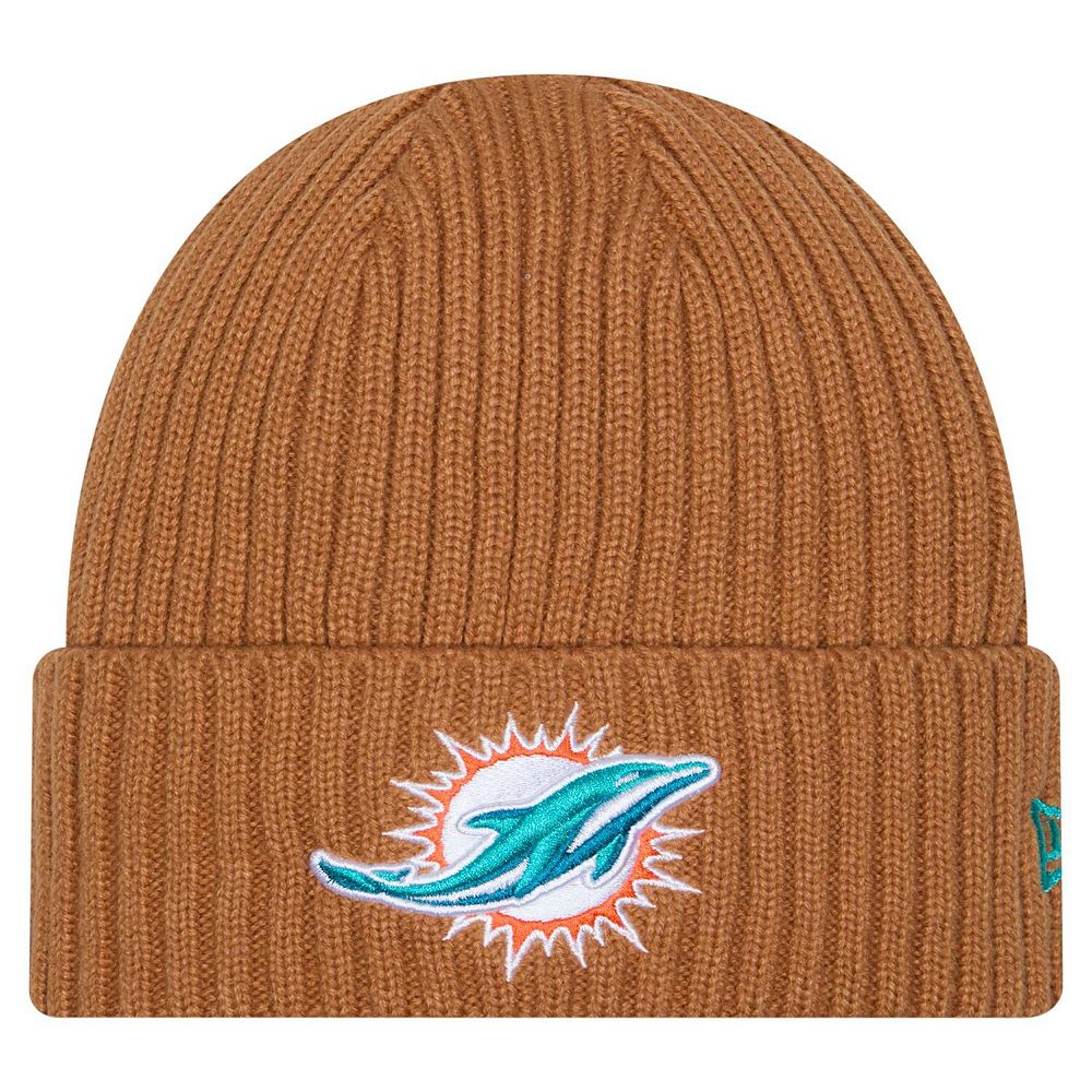 Men's New Era Tan Miami Dolphins Color Pack Cuffed Knit Hat