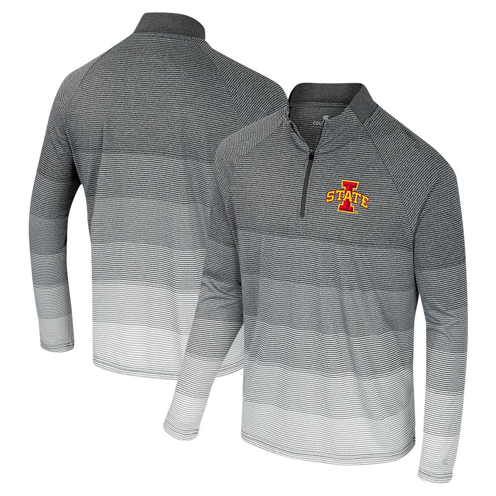 Men's Colosseum Gray Iowa State Cyclones AI Striped Mesh Quarter-Zip ...